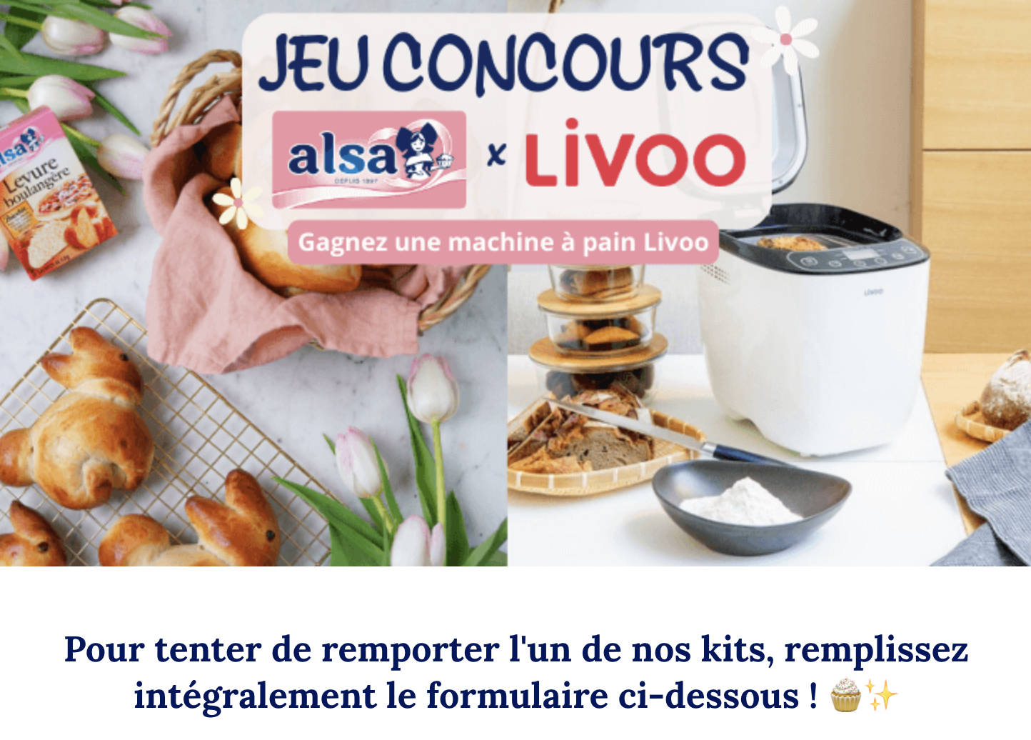 1 machine à pain Livoo avec des produits alsa